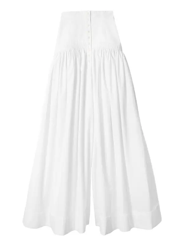 Jacquemus Pleated Cotton Wide-leg Pants - White