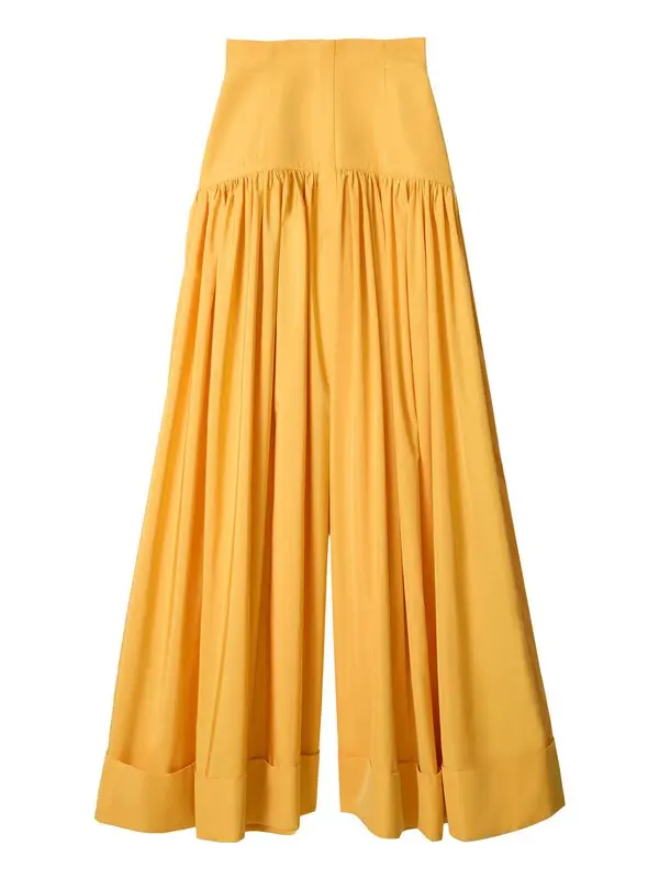 Jacquemus Pleated Cotton Wide-leg Pants - Yellow
