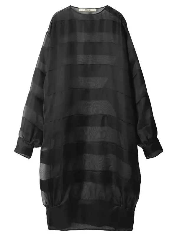 Jacquemus Sailor Striped Silk Midi Dress - Black