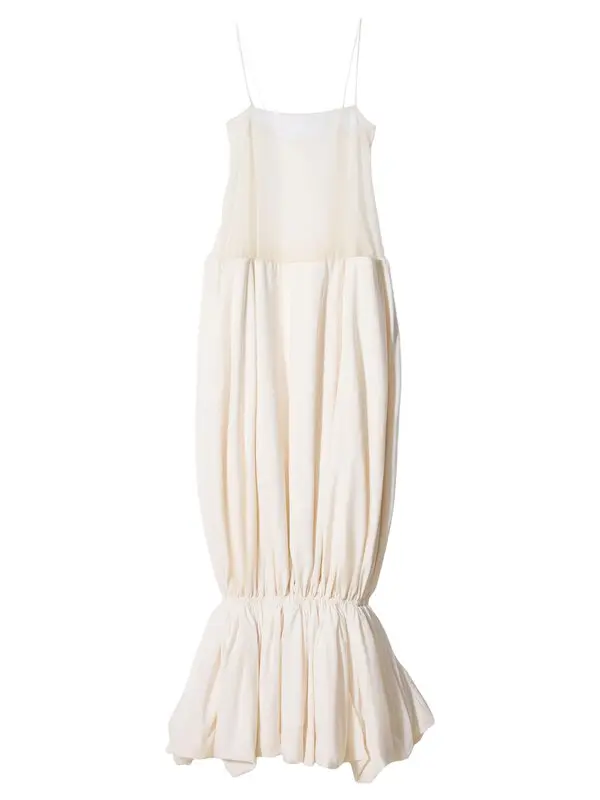 Jacquemus The Sole Cinched Silk Maxi Dress - White