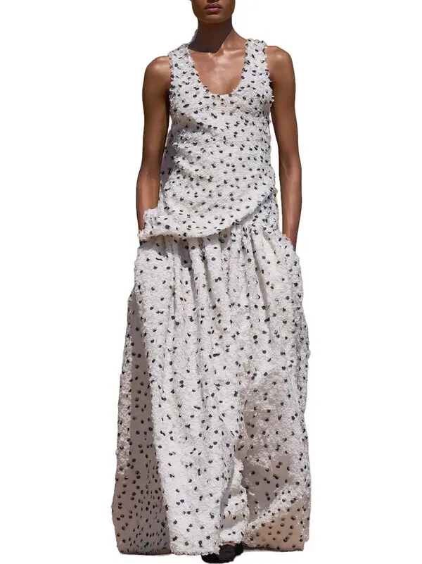 Jacquemus Marcel Embroidered Silk Top - Black/white