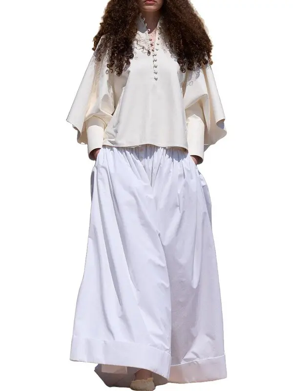 Jacquemus Paesi Ballon-sleeve Leather Top - White