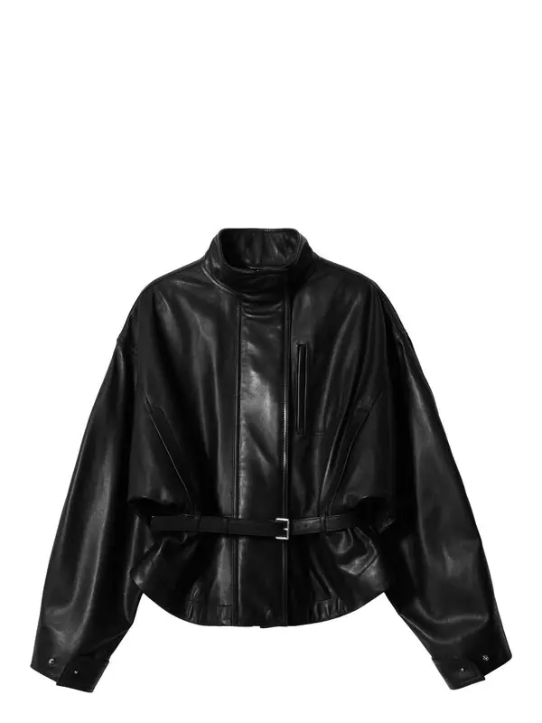 Jacquemus Ciro Belted Leather Jacket - Black