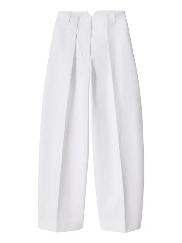 Jacquemus Ovalo Pleated Barrel-leg Cotton-blend Pants - White