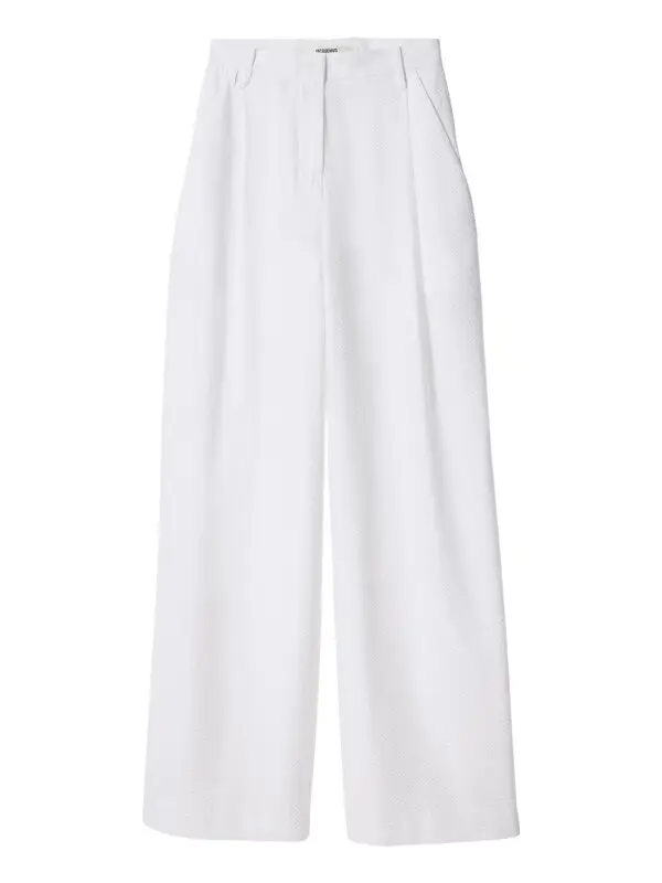 Jacquemus Colombe Mid-rise Cotton Wide-leg Pants - White