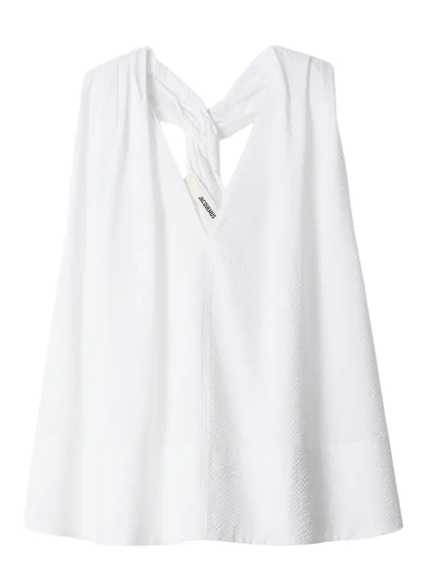 Jacquemus The Velero Gathered Cotton Top - White