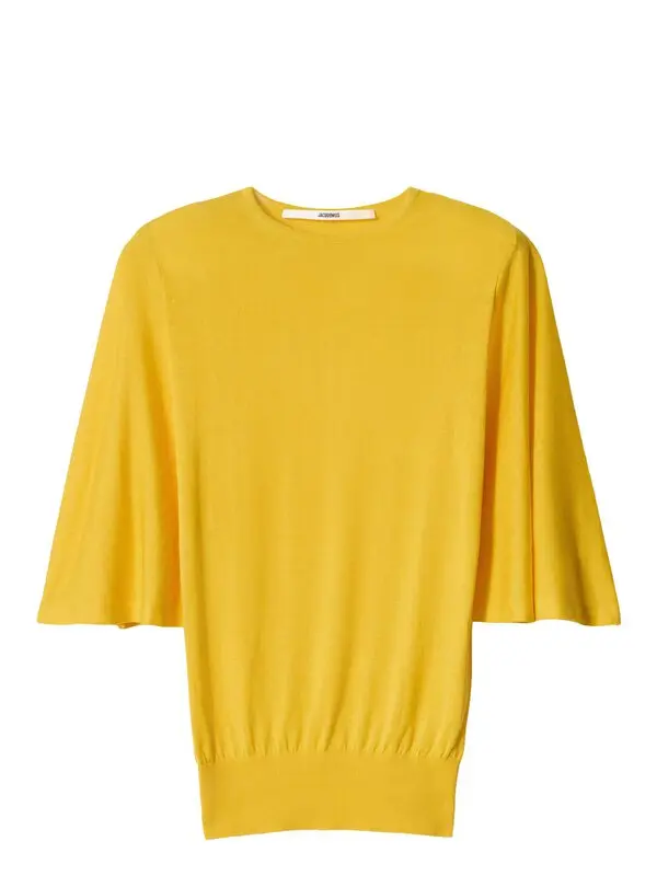 Jacquemus Mananco Half-sleeve Silk-blend Top - Yellow