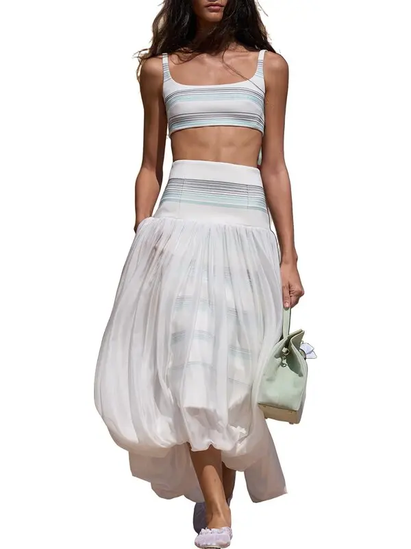 Jacquemus Alta Embroidered Midi Skirt - Stripe
