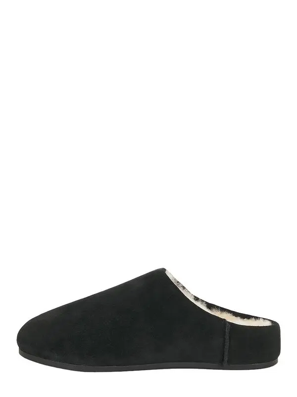 UGG Elea Slip-on Suede Slippers With Lamb Fur Lining - Black