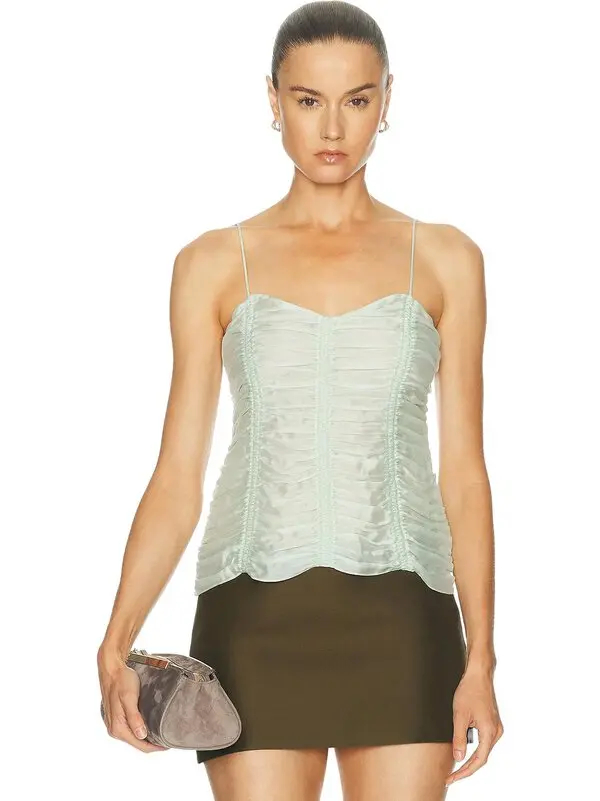 Khaite Inara Ruched Chiffon Camisole - Ice Green
