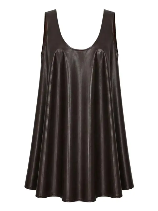 OSCARMORRIS Muse Faux Leather Top - Brown
