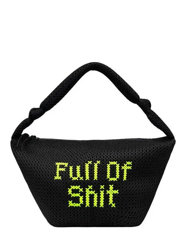 LILLY LOVES Embroidered Mesh Gym Bag - Black