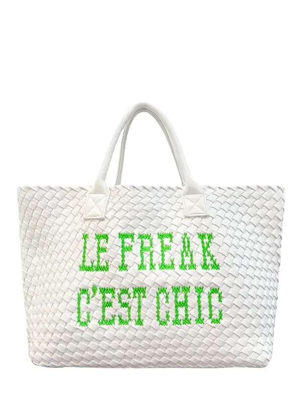 LILLY LOVES Woven Vegan Leather Tote Bag - White