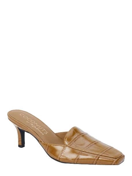 Matisse Davey Croc-embossed Kitten Heel Mules - Caramel