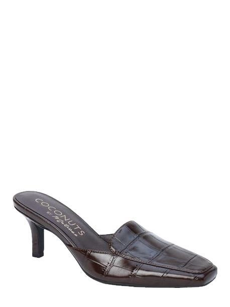 Matisse Davey Croc-embossed Kitten Heel Mules - Espresso