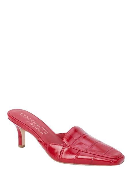 Matisse Davey Croc-embossed Kitten Heel Mules - Red