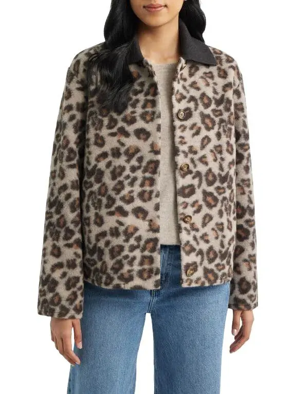 Bernardo Cropped Flannel Jacket - Leopard