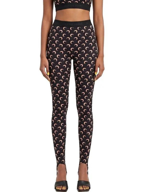 MARINE SERRE Printed Stretch Technical Fabric Leggings - Black