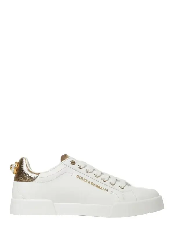 Dolce & Gabbana Leather Sneakers - Gold