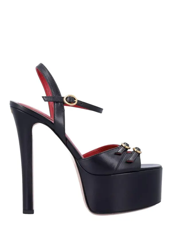 Valentino Garavani Crasher Leather Stiletto Platform Sandals - Black