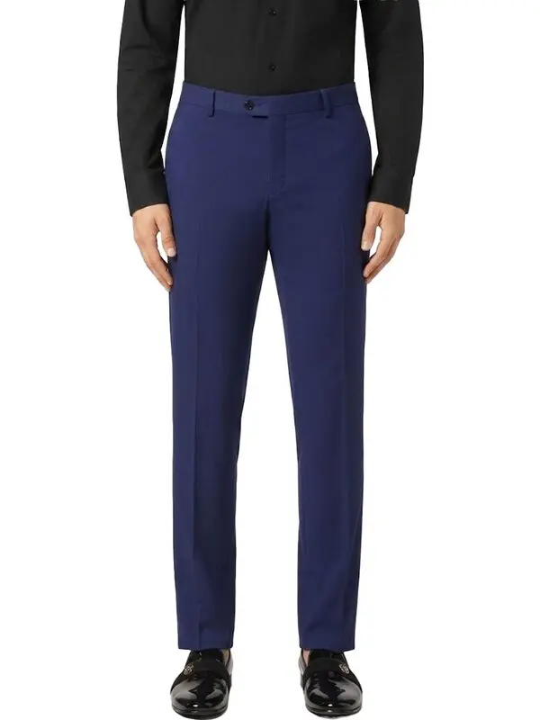 Philipp Plein Slim Fit Stretch Cotton Tailored Trousers With Rear Logo - Blue