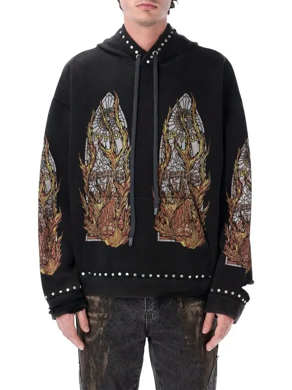 WHO DECIDES WAR Graphic Embellished Sweatshirt - Black