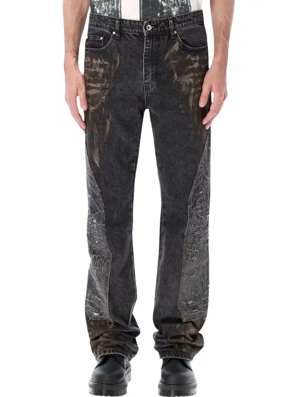 WHO DECIDES WAR Straight Fit Mid-rise Graphic Print Jeans - Denim