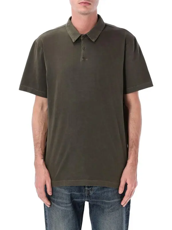 JAMES PERSE Short-sleeved Supima Cotton Polo With 3-button Placket - Green