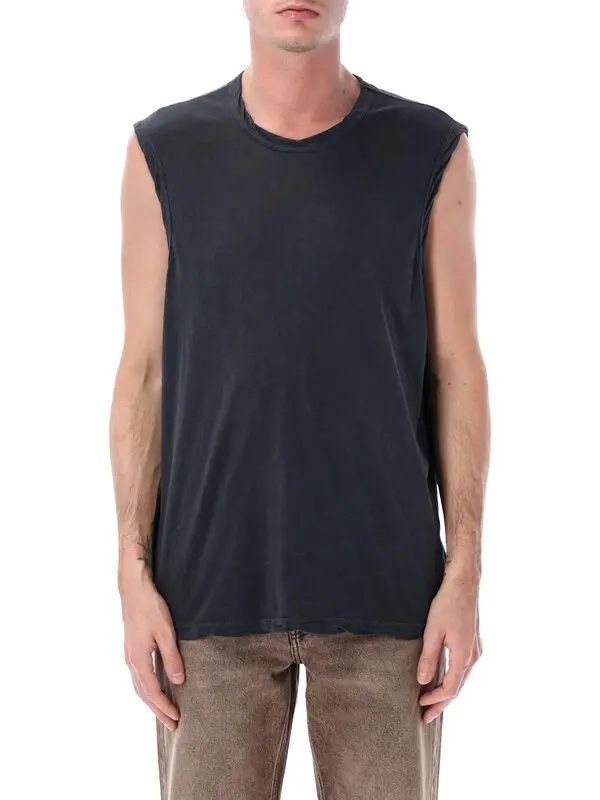 JAMES PERSE Cotton Tank Top With Crew Neck - Black