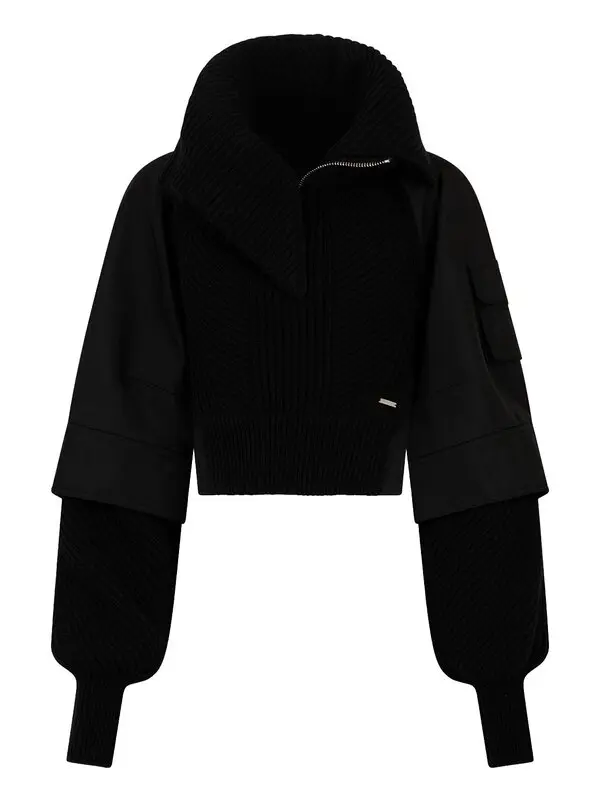 Dsquared2 Snowball Knit Kaban" Cropped Jacket - Black