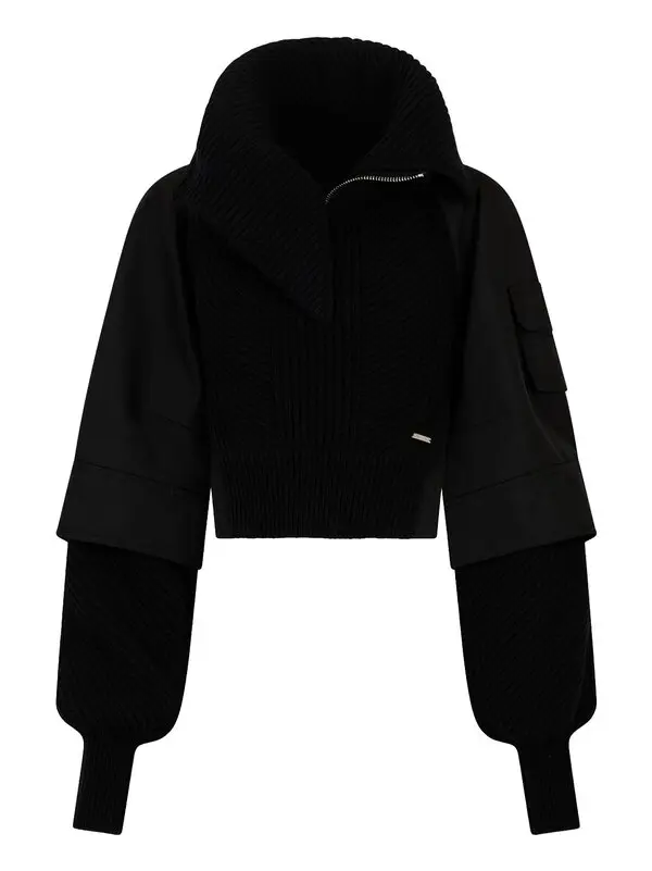 Dsquared2 Snowball Knit Kaban" Cropped Jacket - Black