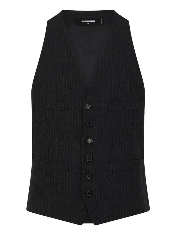 Dsquared2 Striped Oversized Wool Vest - Fantasy