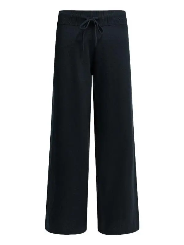 LISA YANG Drawstring Wide-leg Knitted Trousers - Navy