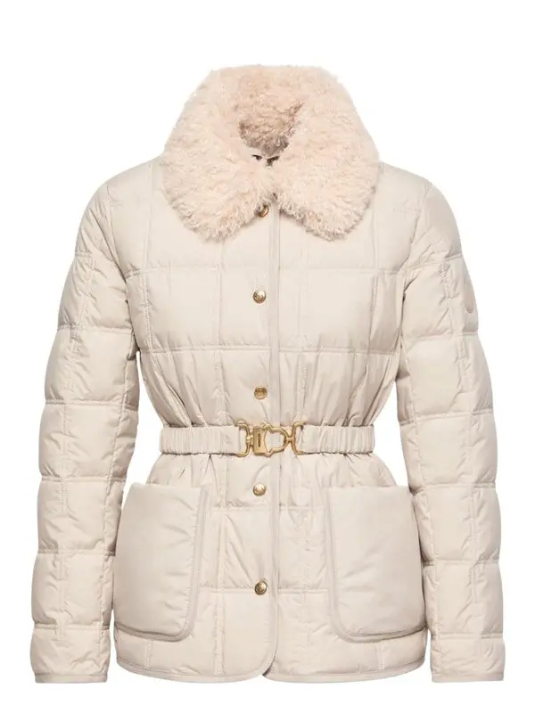 Moncler Cygnes Logo Patch Padded Jacket - Light Beige