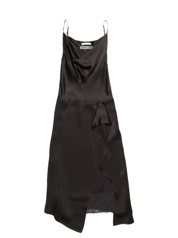 Acne Studios Shiny Satin Slip Dress - Dark Brown