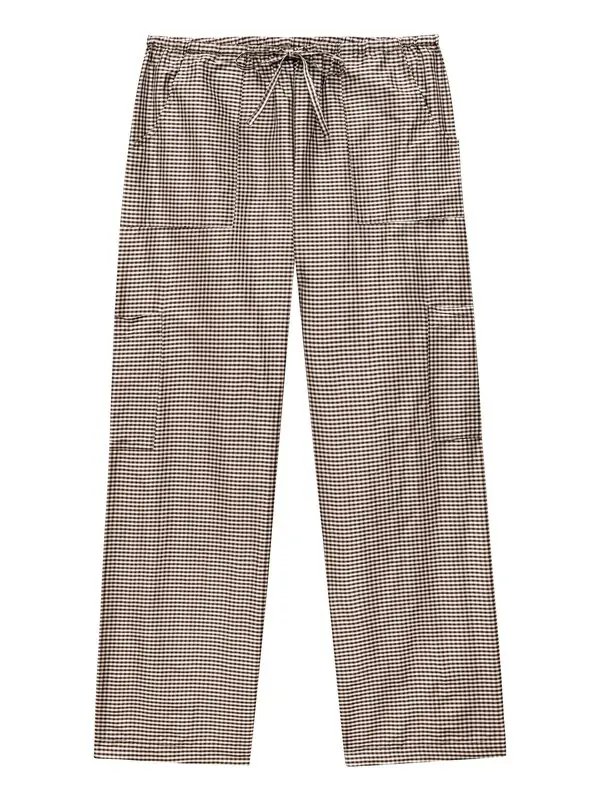 Donni. The Taffeta Drawstring Cargo Pant - Espresso Gingham