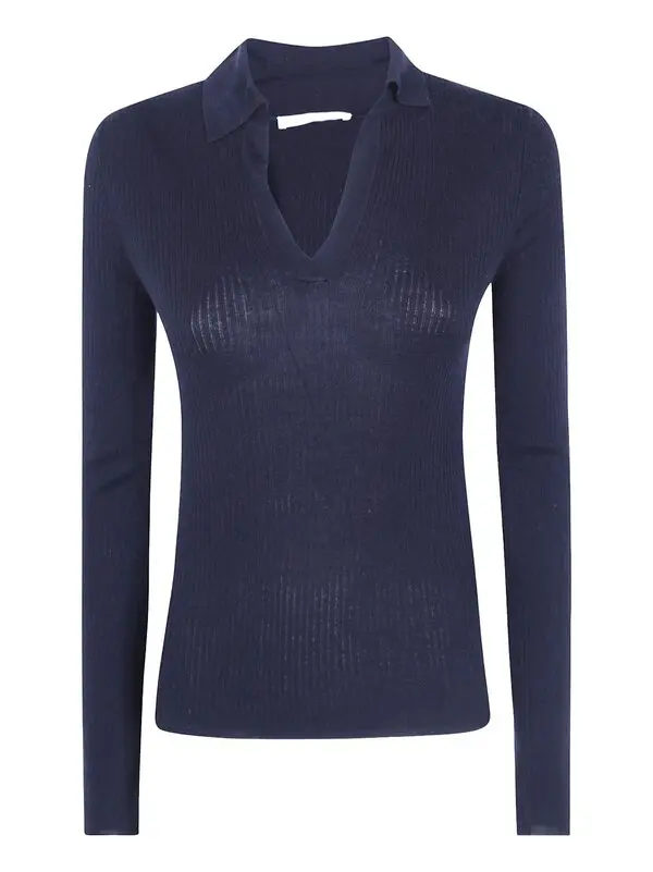 Max Mara Gergo Ribbed Knit Polo Top - No