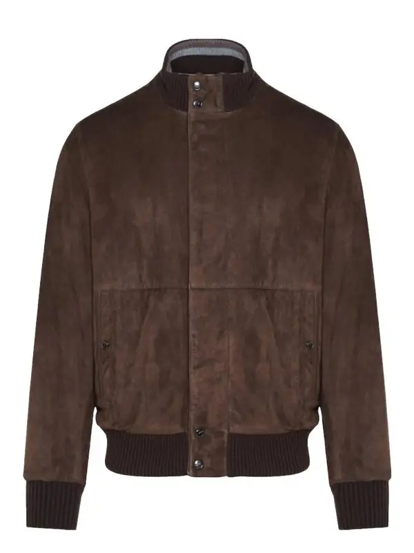Paul & Shark Suede Bomber Jacket - Brown