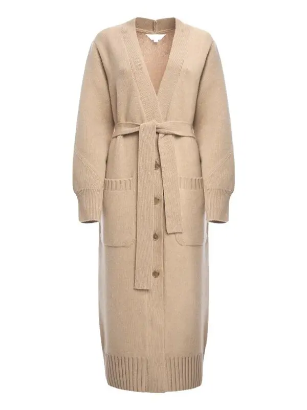 Malo Luxury Cashmere Long Cardigan - Light Sand