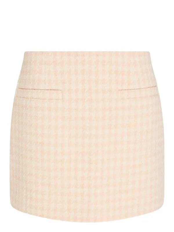 ANINE BING Vanessa Houndstooth Bouclé-tweed Mini Skirt - Blush