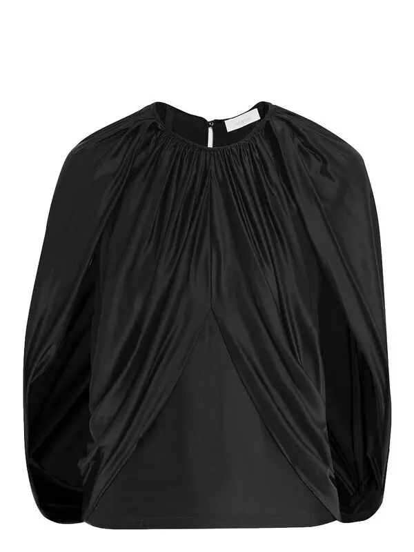 Rabanne Cape Effect Satin-jersey Top - Black