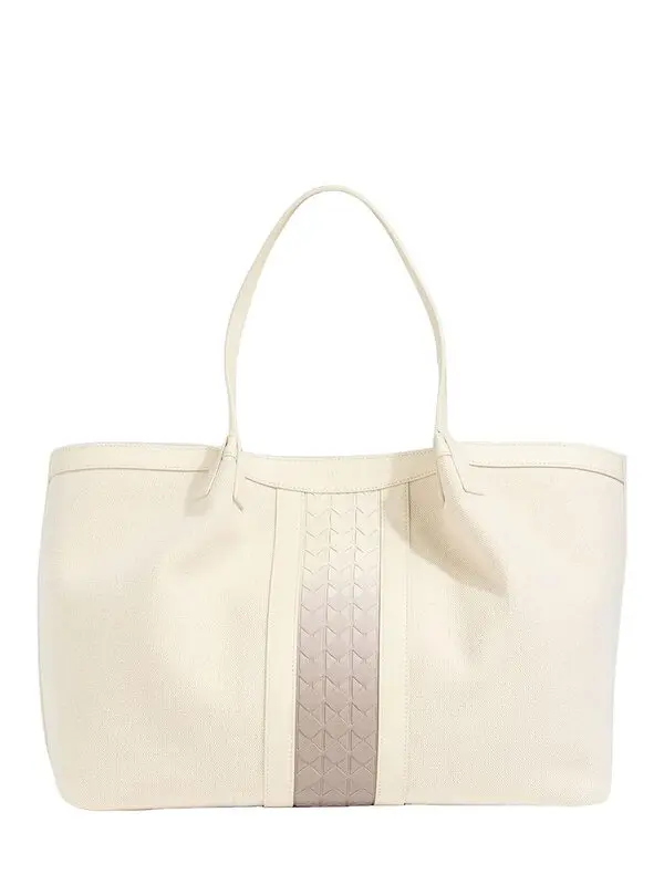 SERAPIAN Canvas Tote With Leather Trim - Ecru