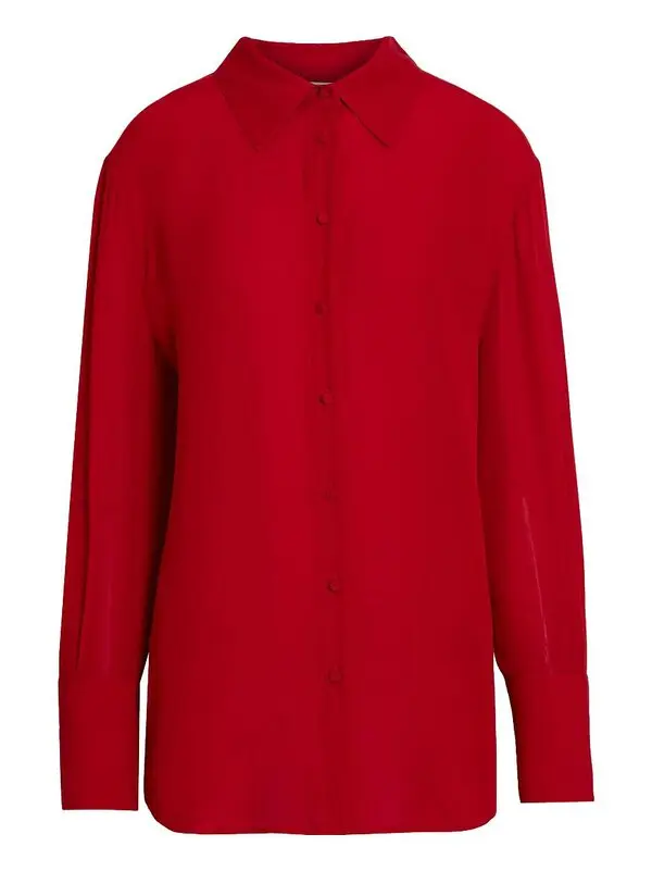 ANINE BING Bridget Silk-blend Crepe De Chine Shirt - Red