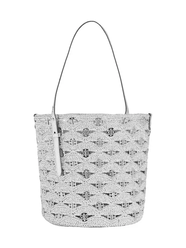 Rabanne Chainmail Embellished Crochet Tote - Silver