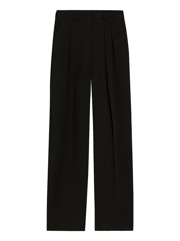 Sportmax Grain De Poudre Wide-leg Pleated Trousers - Black