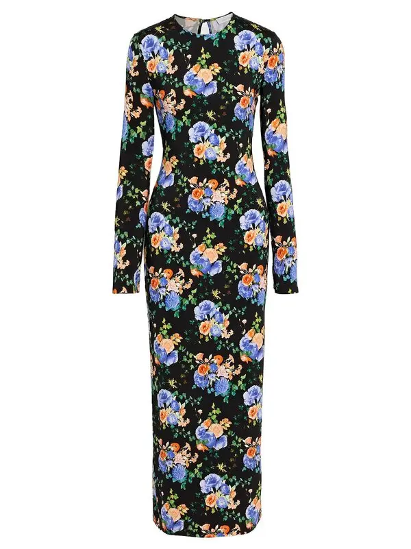 Rabanne Floral-print Stretch-jersey Maxi Dress - Black