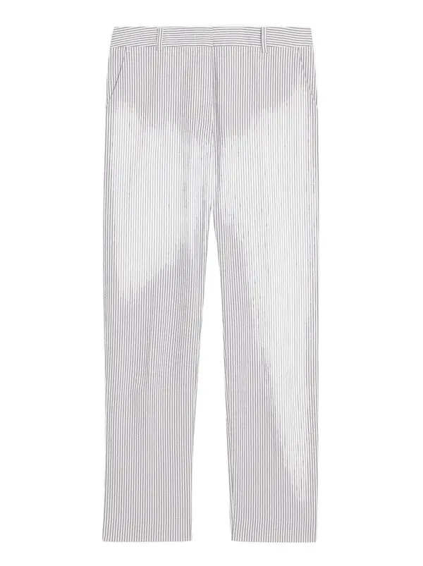 Max Mara Striped Cotton-blend Seersucker Slim-leg Pants - Blue