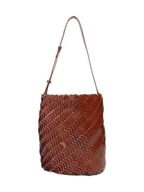 Rabanne Leather Tote With Silver Hardware - Brown