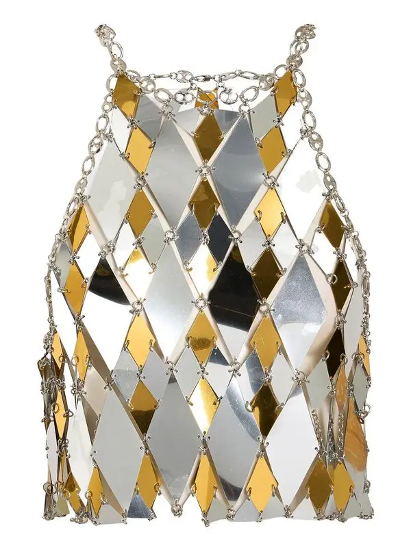 Rabanne Cropped Chainmail Halter Top - Silver