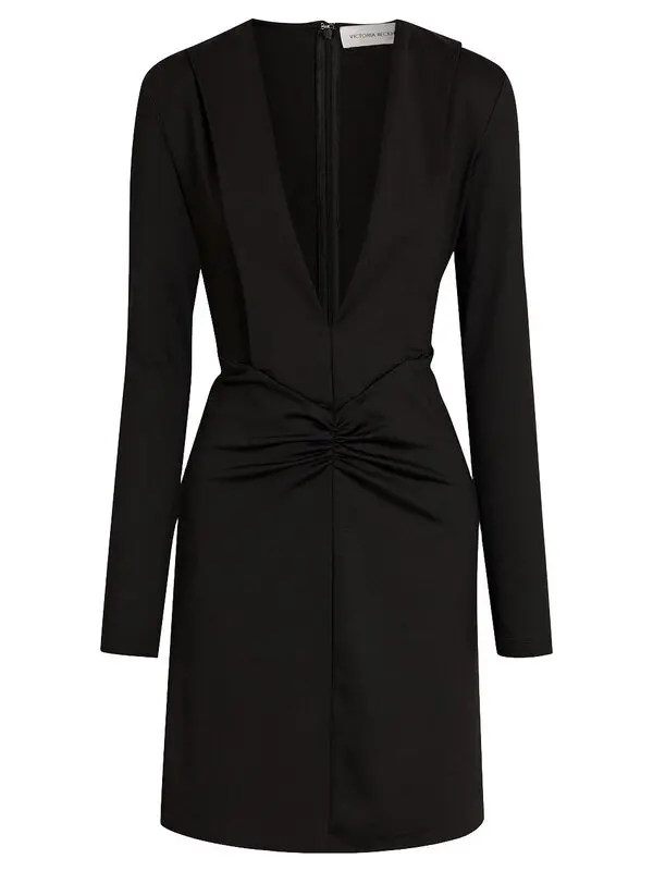 Victoria Beckham Gathered Stretch-jersey Mini Dress - Black
